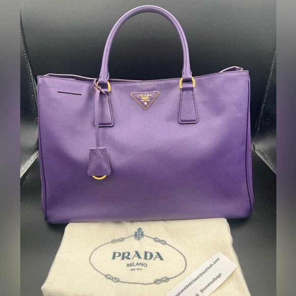 Prada | Bags | Prada Purple Medium Saffiano Leather Tote Great ...